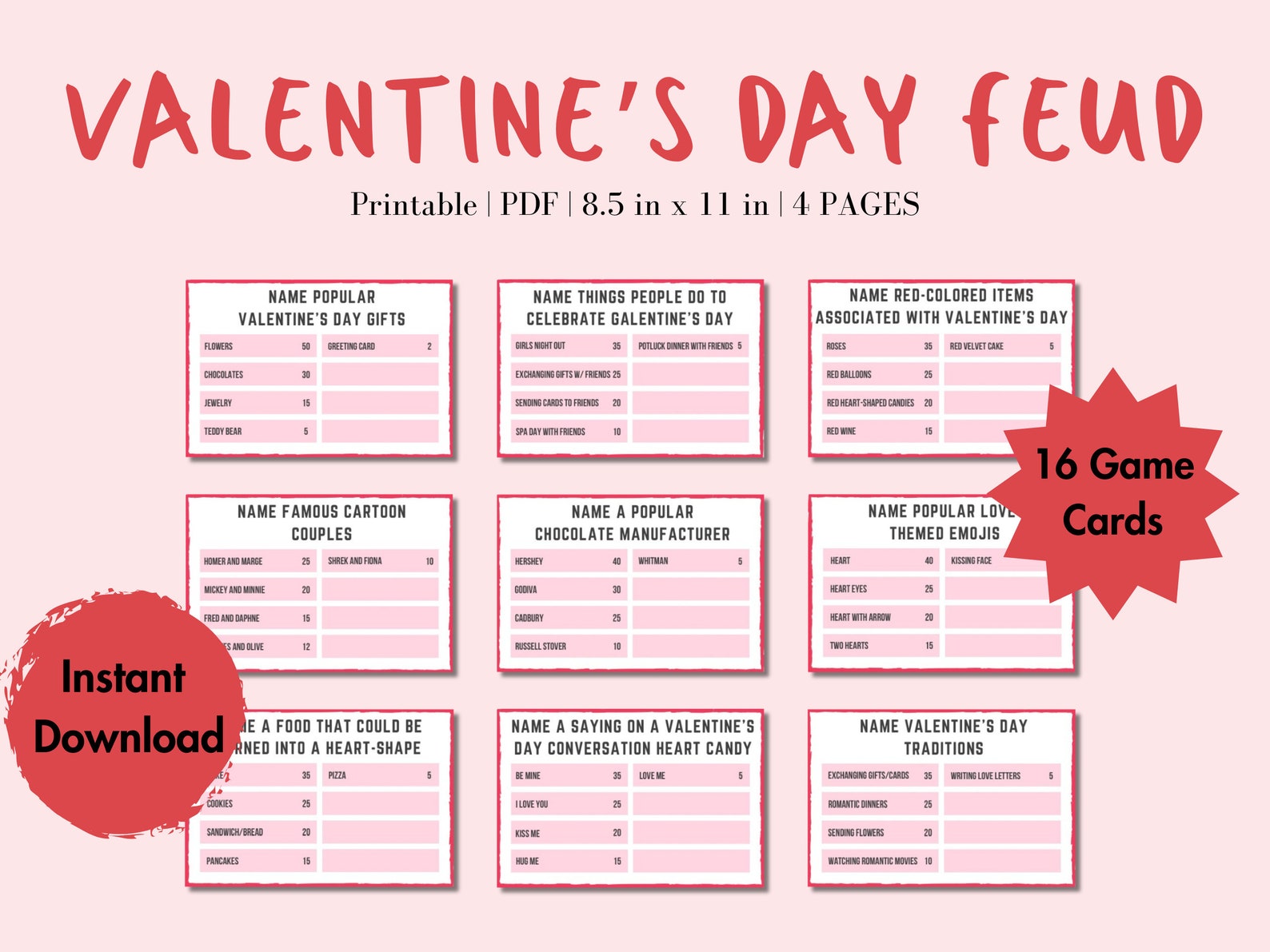 Valentine's Day Friendly Feud Game | Valentine's Day Party Game ...