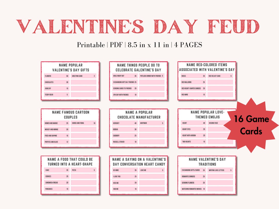 Valentine's Day Friendly Feud Game | Valentine's Day Party Game ...