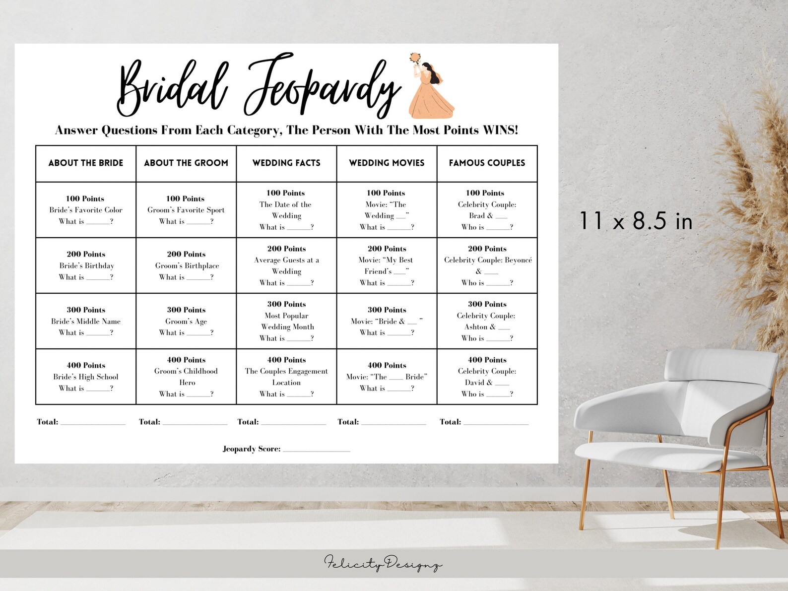 Bridal Feud Game | Bridal Shower Jeopardy Game | Bridal Jeopardy ...