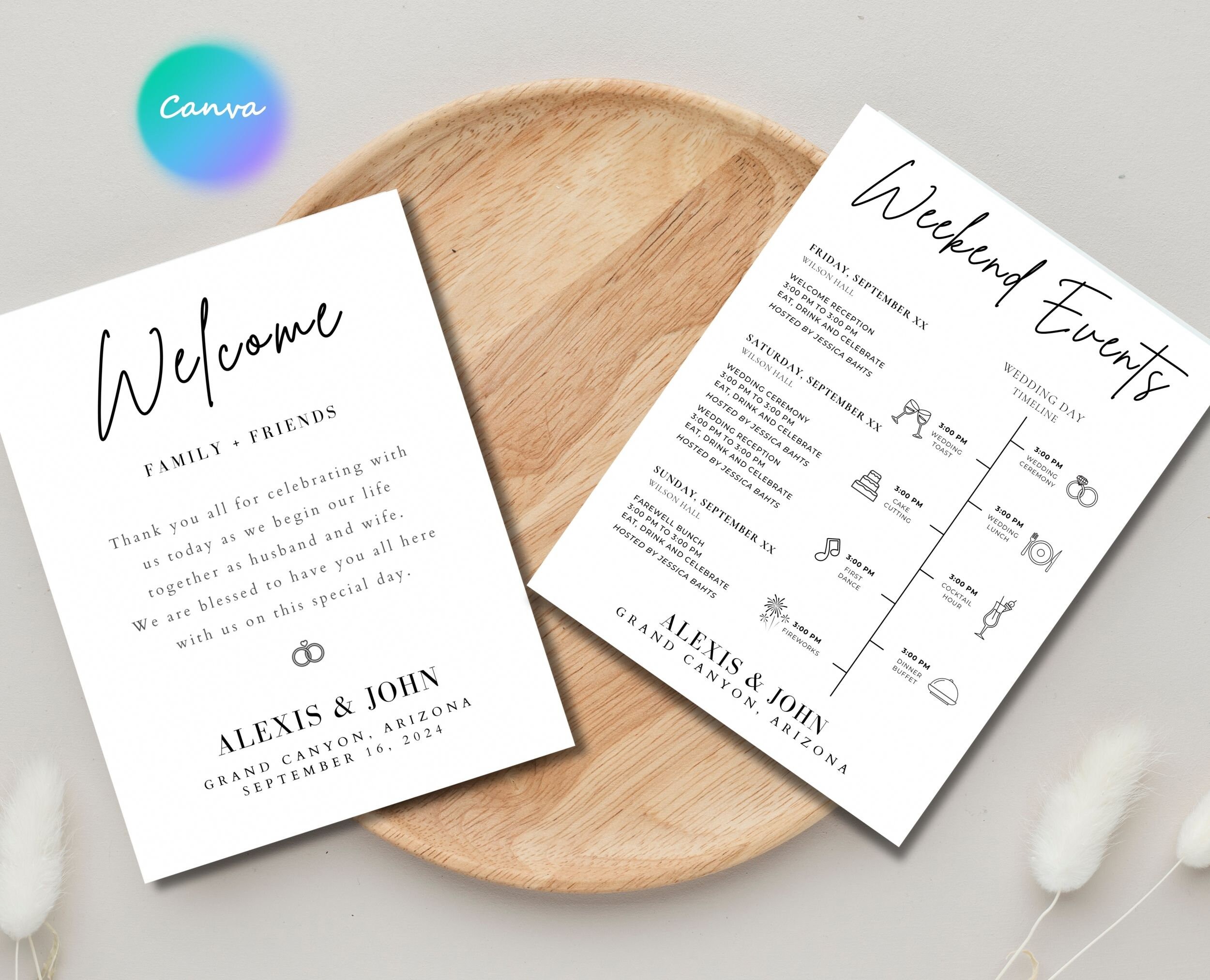 EDITABLE Wedding Hotel Bag Itinerary Template | Welcome Letter and ...