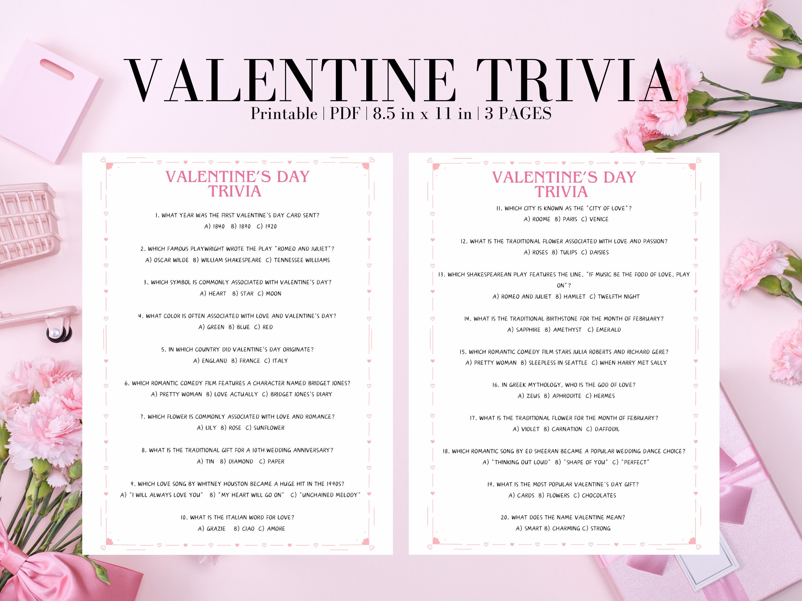 Valentine's Day Trivia Game | Valentine's Day Quiz | Valentine's Day ...
