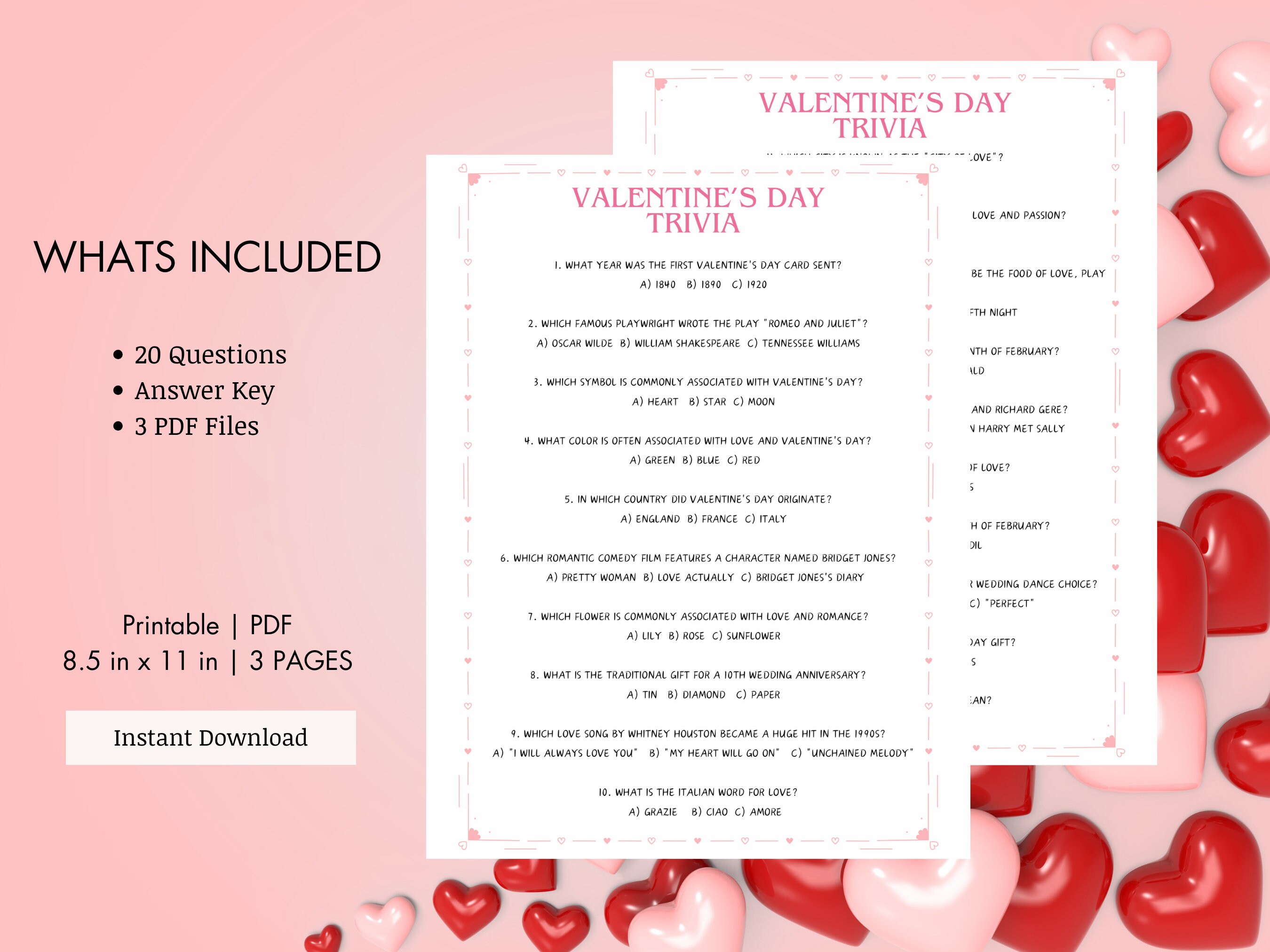 Valentine's Day Trivia Game | Valentine's Day Quiz | Valentine's Day ...