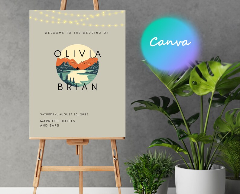 Welcome Wedding Sign Template Mountain Welcome Sign Forest Wedding ...