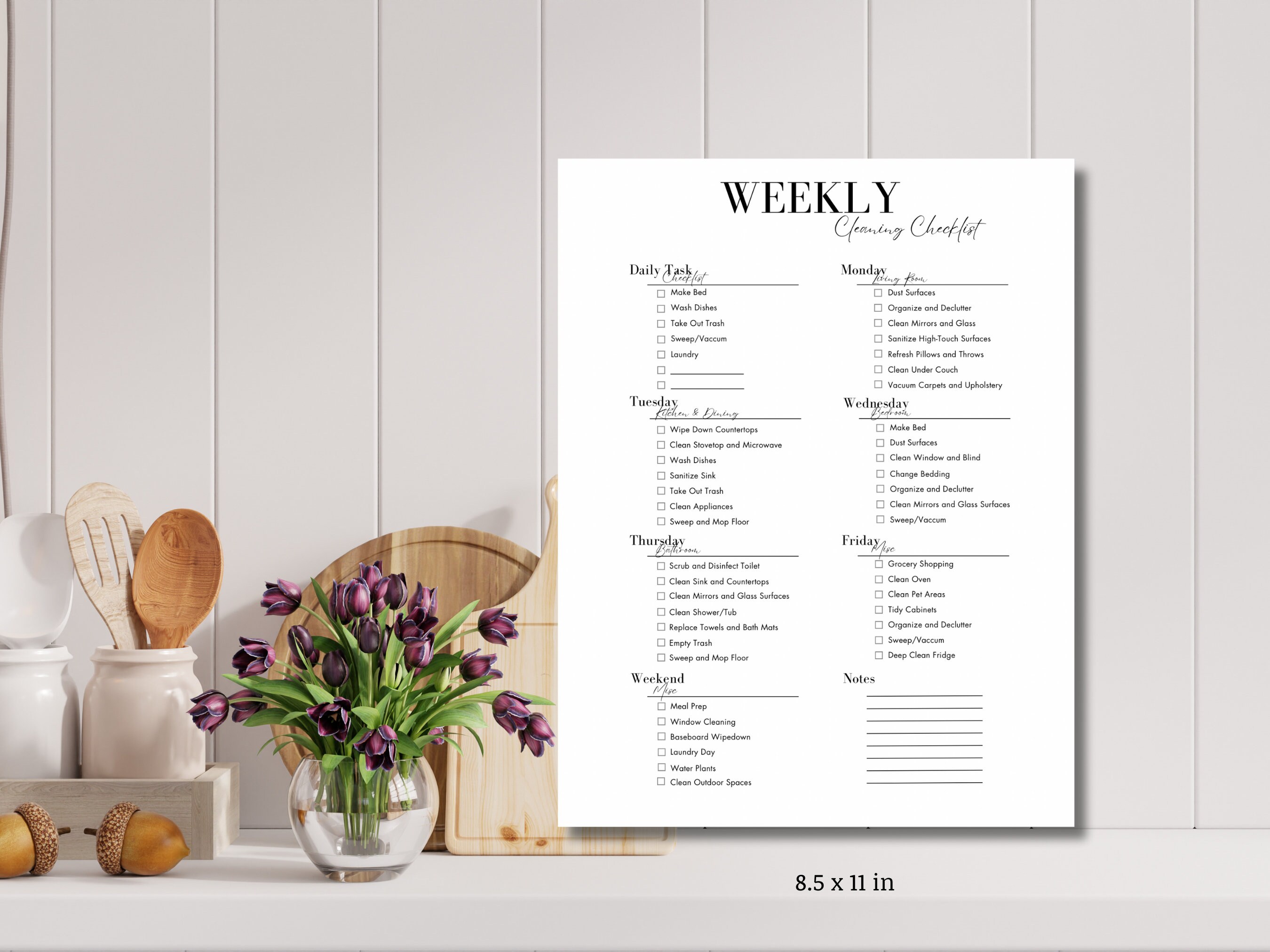 Weekly Cleaning Checklist Weekly House Chores Cleaning Schedule Master ...