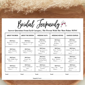 Bridal Feud Game | Bridal Shower Jeopardy Game | Bridal Jeopardy ...