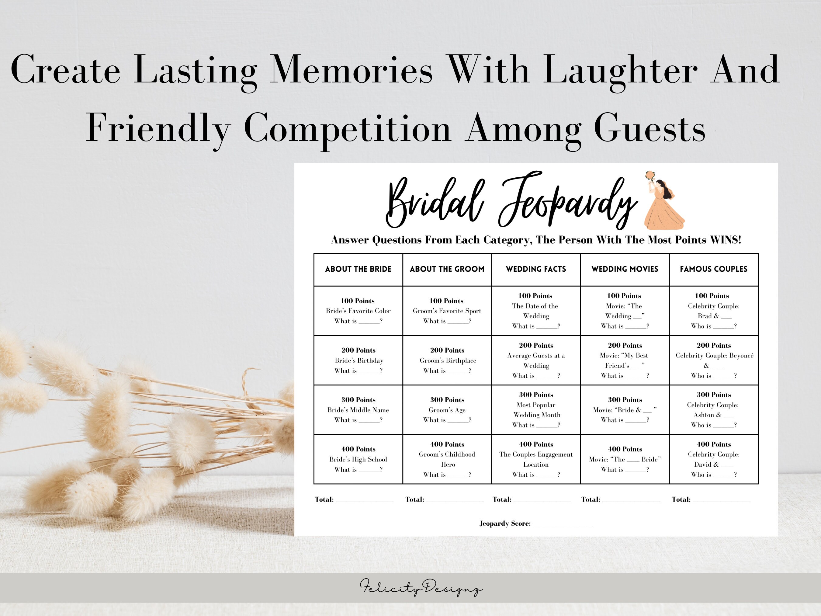 Bridal Feud Game Bridal Shower Jeopardy Game Bridal Jeopardy Wedding ...