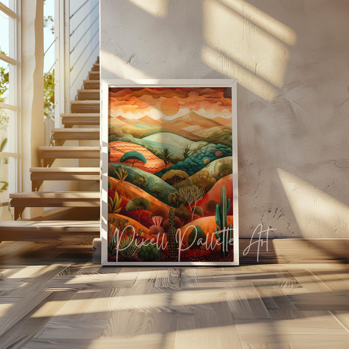 Colorful Desert Boho Landscape Wall Art | Vibrant Home Decor & Unique ...