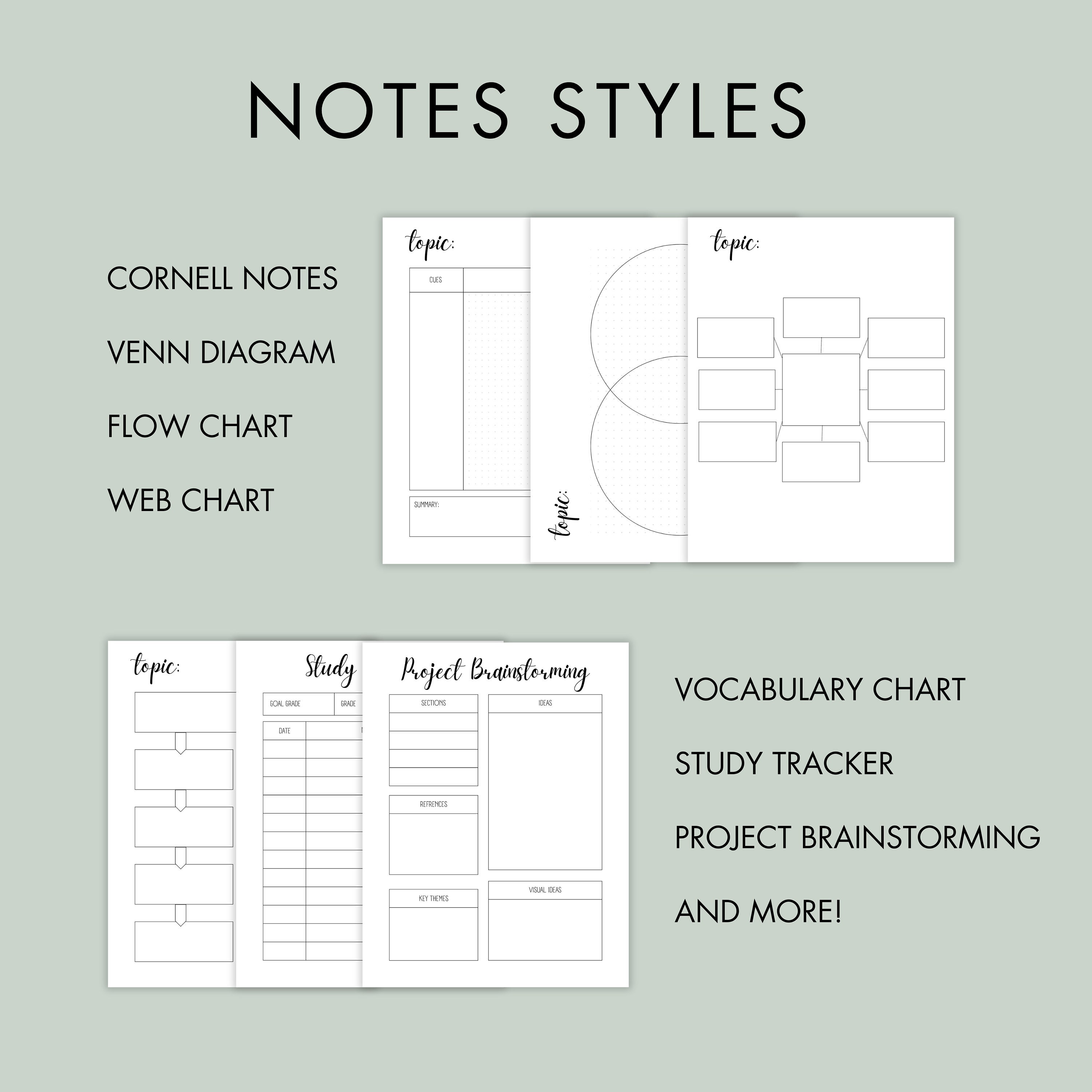 Student Notes Template Pack | Minimal | Digital Download | Printable ...