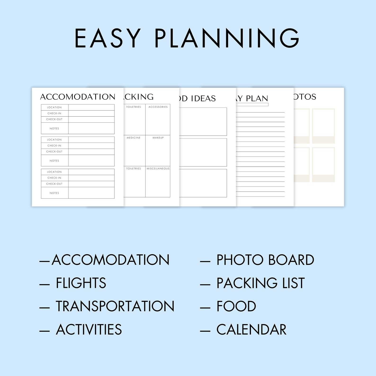 Easy and Simple Travel Planner Template | Goodnotes | Digital Download ...