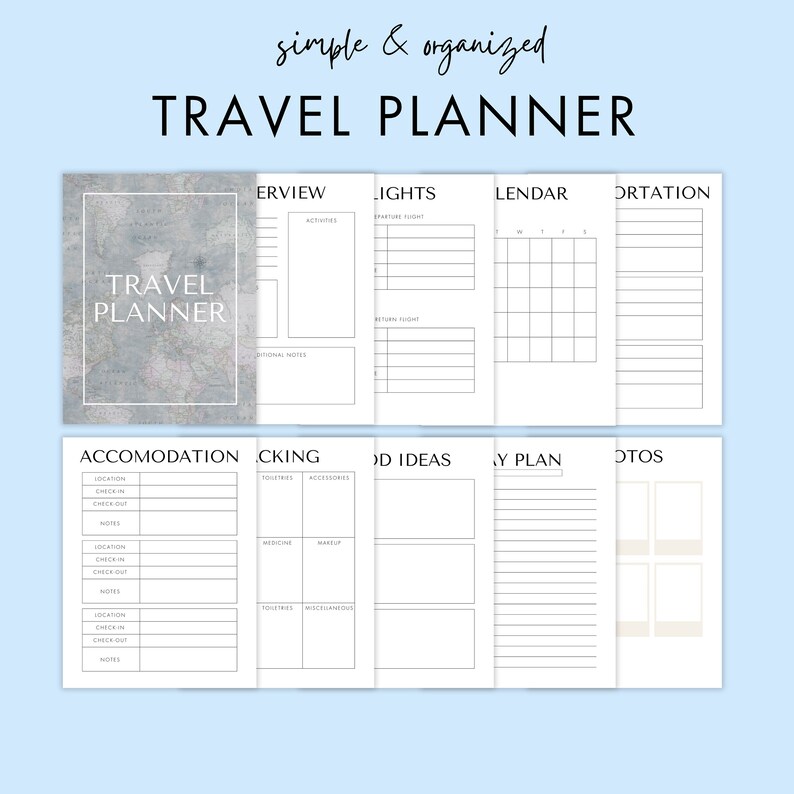 Easy and Simple Travel Planner Template | Goodnotes | Digital Download ...
