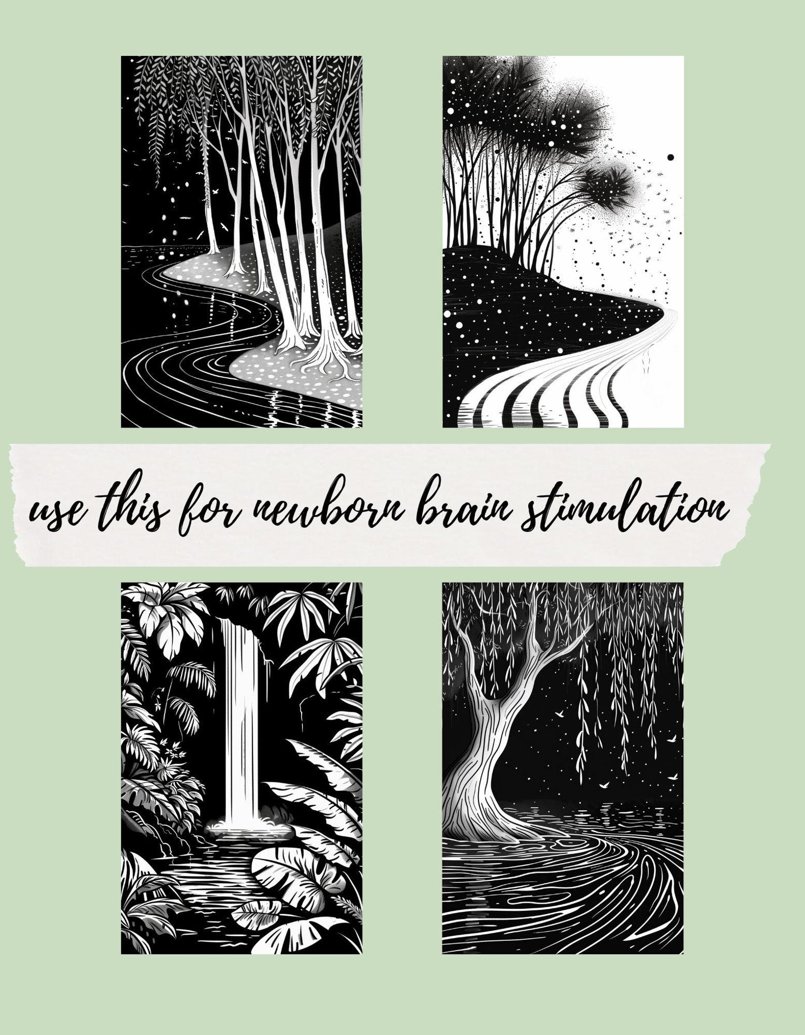 12 High Contrast Baby Cards, Printable Landscape, Black and White ...