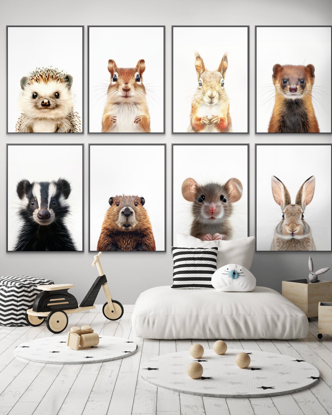 Woodland Animal Portraits, Set of 8, Digital Prints, Nursery Decor ...