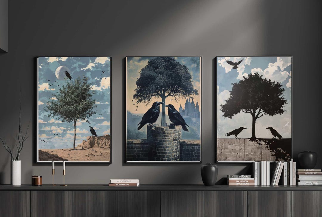 Vintage Raven Poster, Raven Decor, Animal Print, Crow Art, Vintage Tree ...