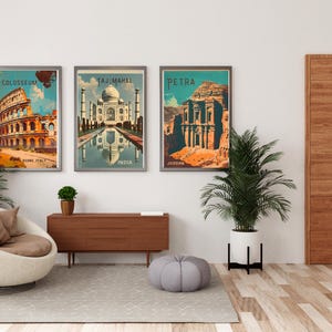 New 7 Wonders of the World, Travel Posters, Digital Vintage Print ...