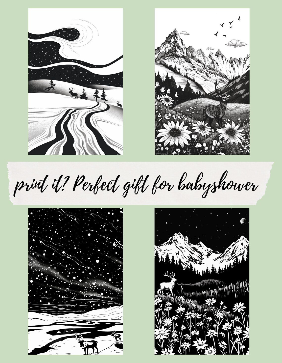 12 High Contrast Baby Cards, Printable Landscape, Black and White ...