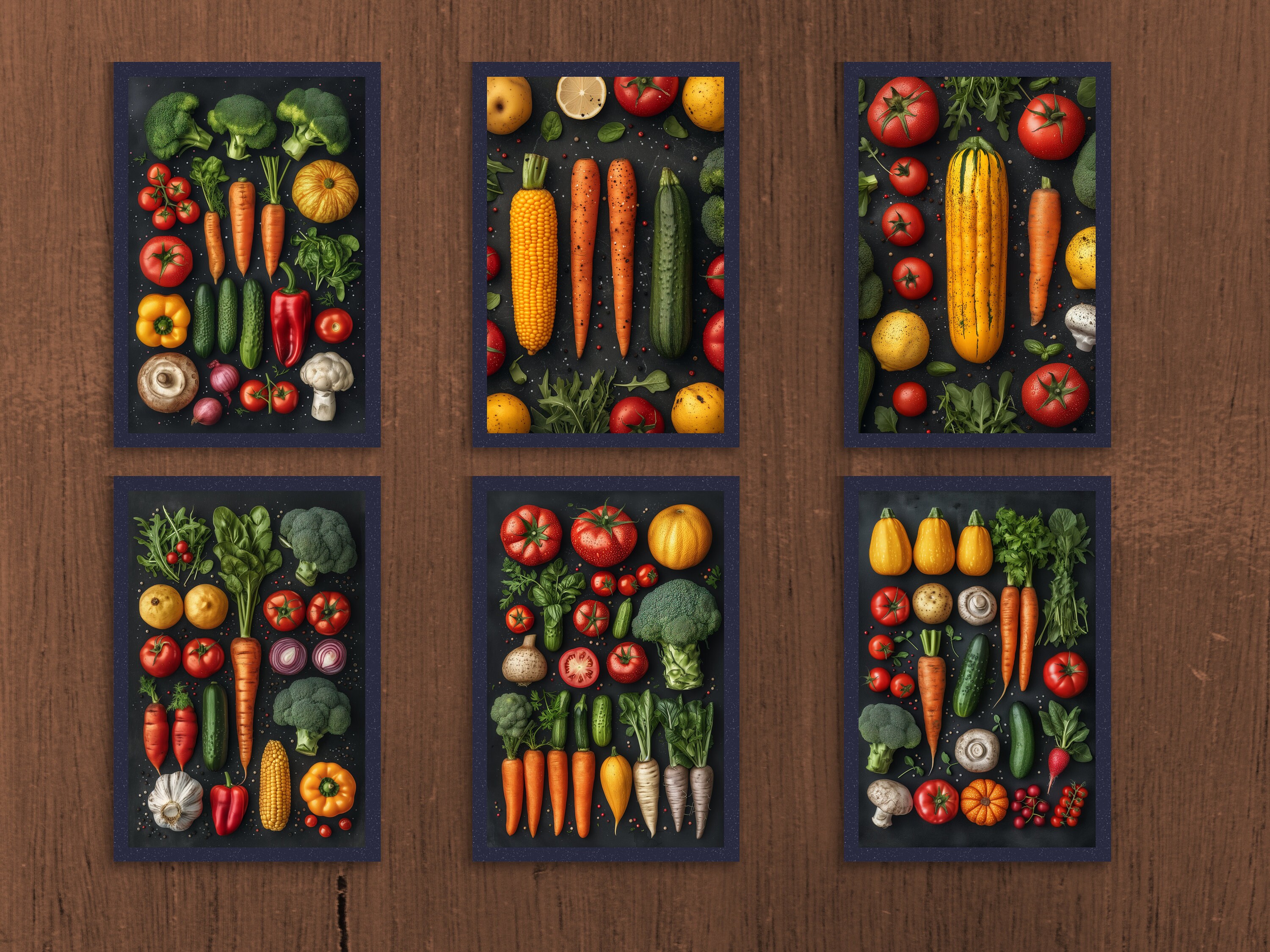 Digital Vegetable Images, Set of 6, Kitchen Wall Art, Vegetables Decor ...