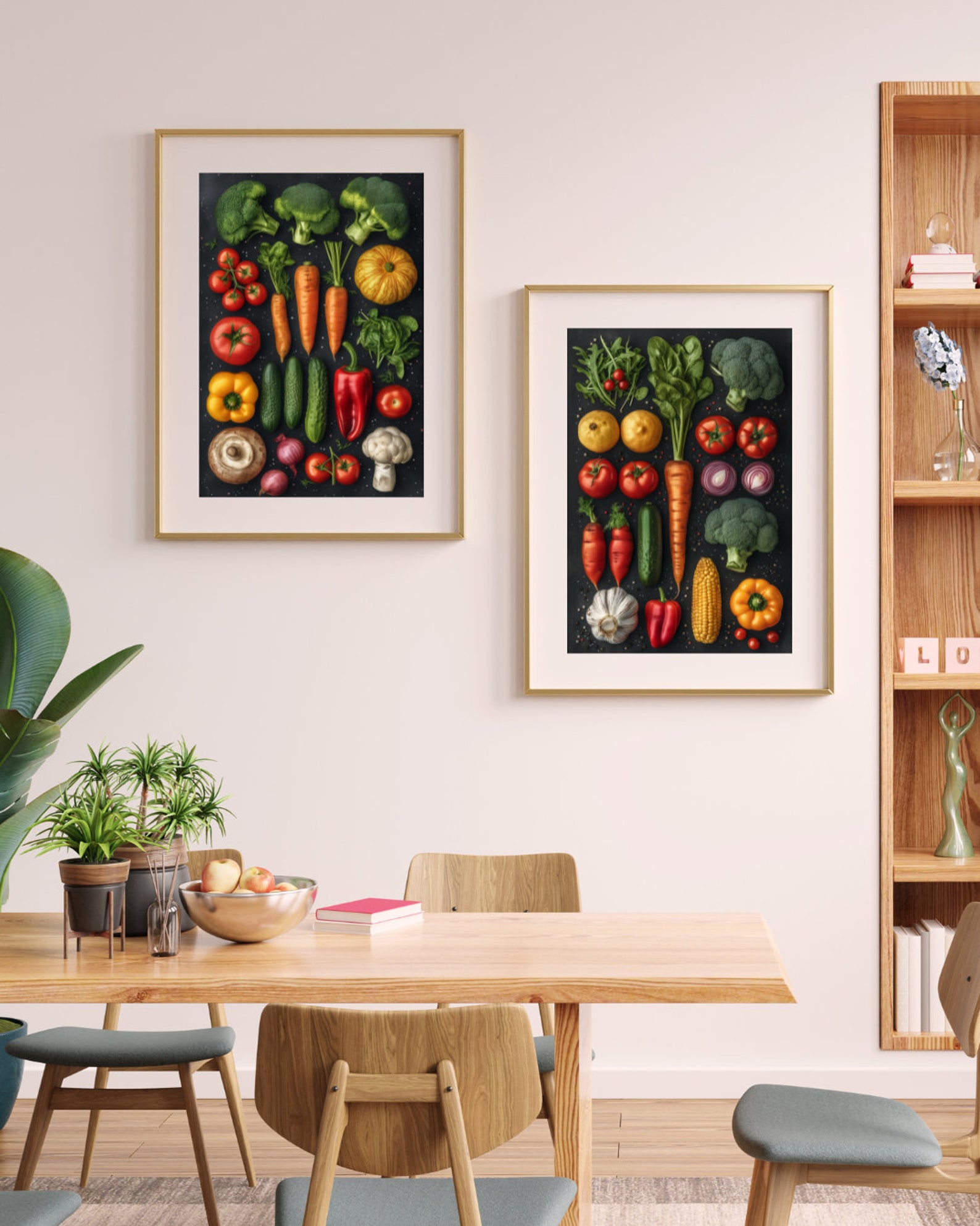 Digital Vegetable Images, Set of 6, Kitchen Wall Art, Vegetables Decor ...