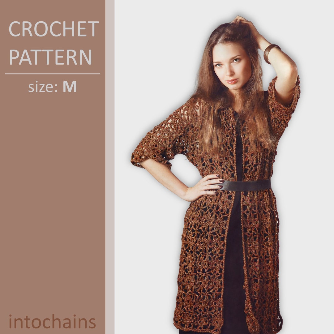 Long Floral Cardigan Crochet Pattern Granny Square Cardigan Intochains ...