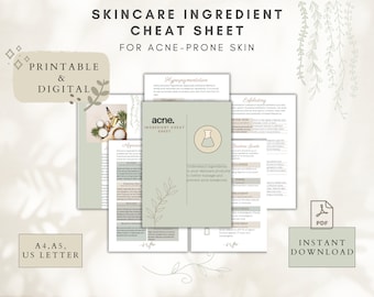 Skincare Ingredient Cheat Sheet for Dry Skin, Printable and Digital PDF ...
