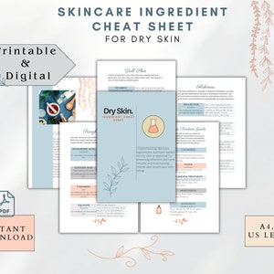 Skincare Ingredient Cheat Sheet for Dry Skin, Printable and Digital PDF ...