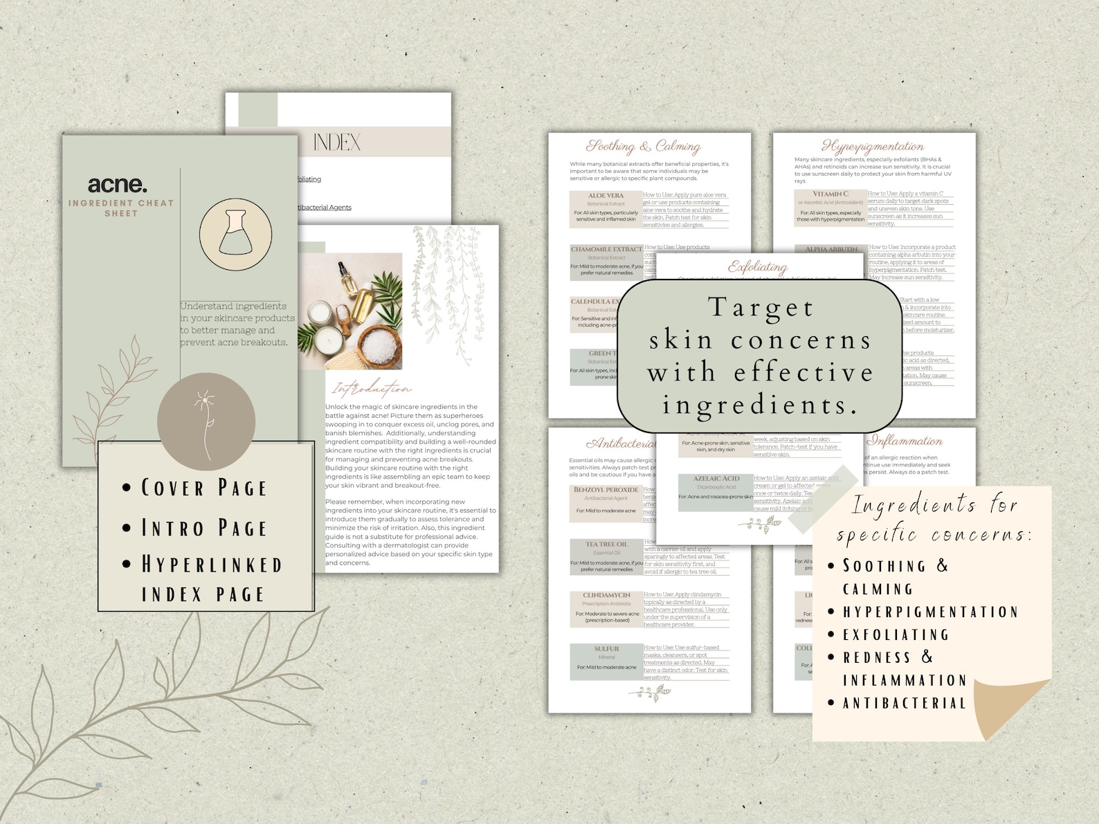 Skincare Ingredient Cheat Sheet for Acne, Printable and Digital PDF in ...