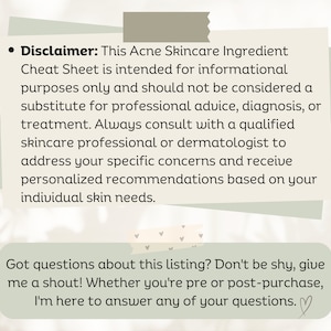 Skincare Ingredient Cheat Sheet for Acne, Printable and Digital PDF in ...