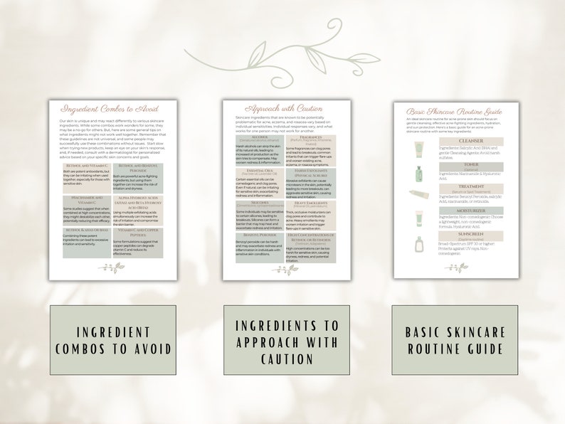Skincare Ingredient Cheat Sheet for Acne, Printable and Digital PDF in A4, A5, and US Letter - Etsy