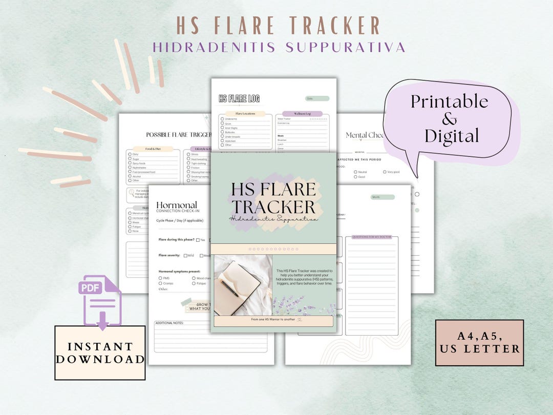 HS Flare Tracker Printable. Hidradenitis Suppurativa Symptom and ...