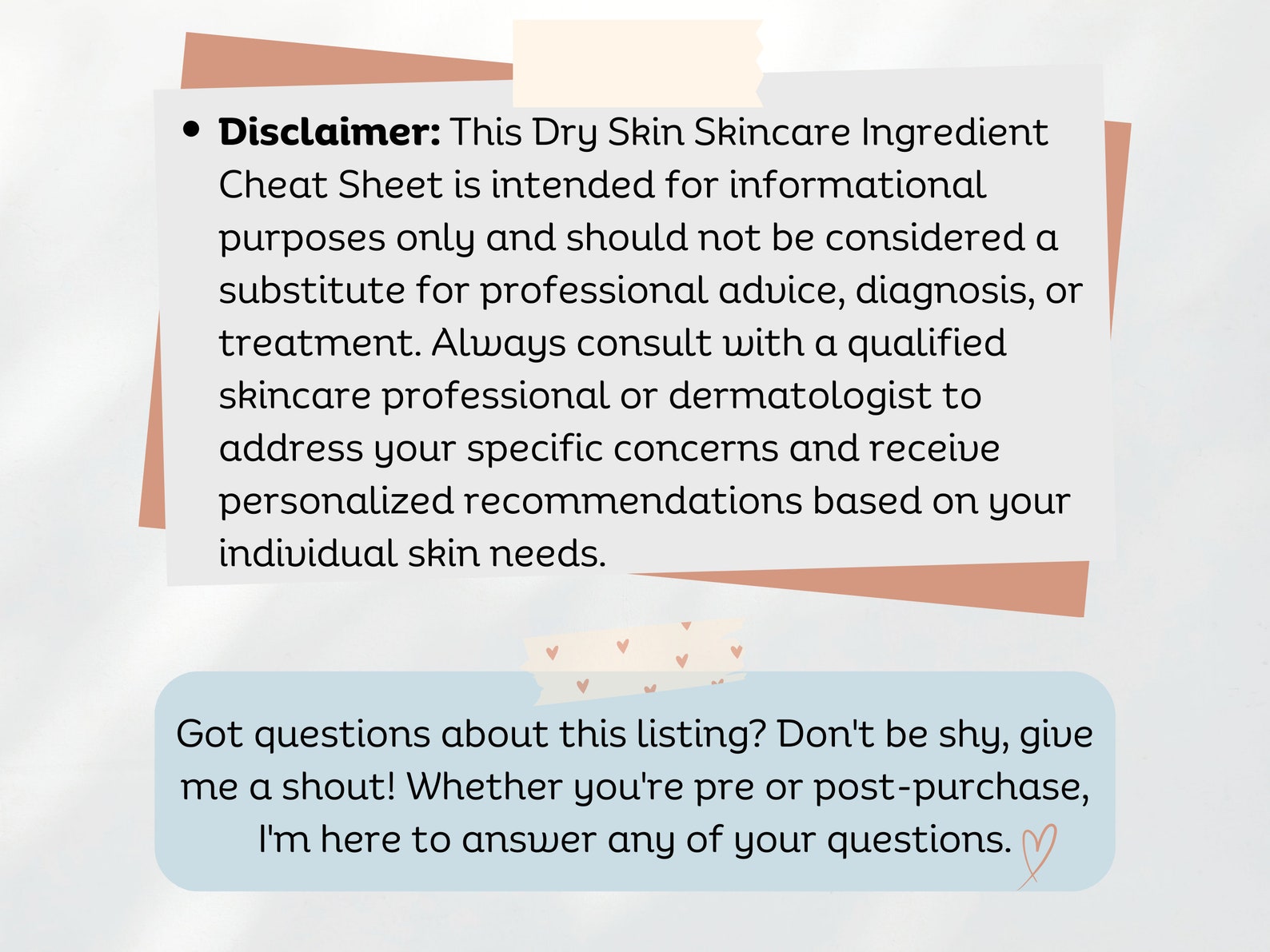 Skincare Ingredient Cheat Sheet for Dry Skin, Printable and Digital PDF ...