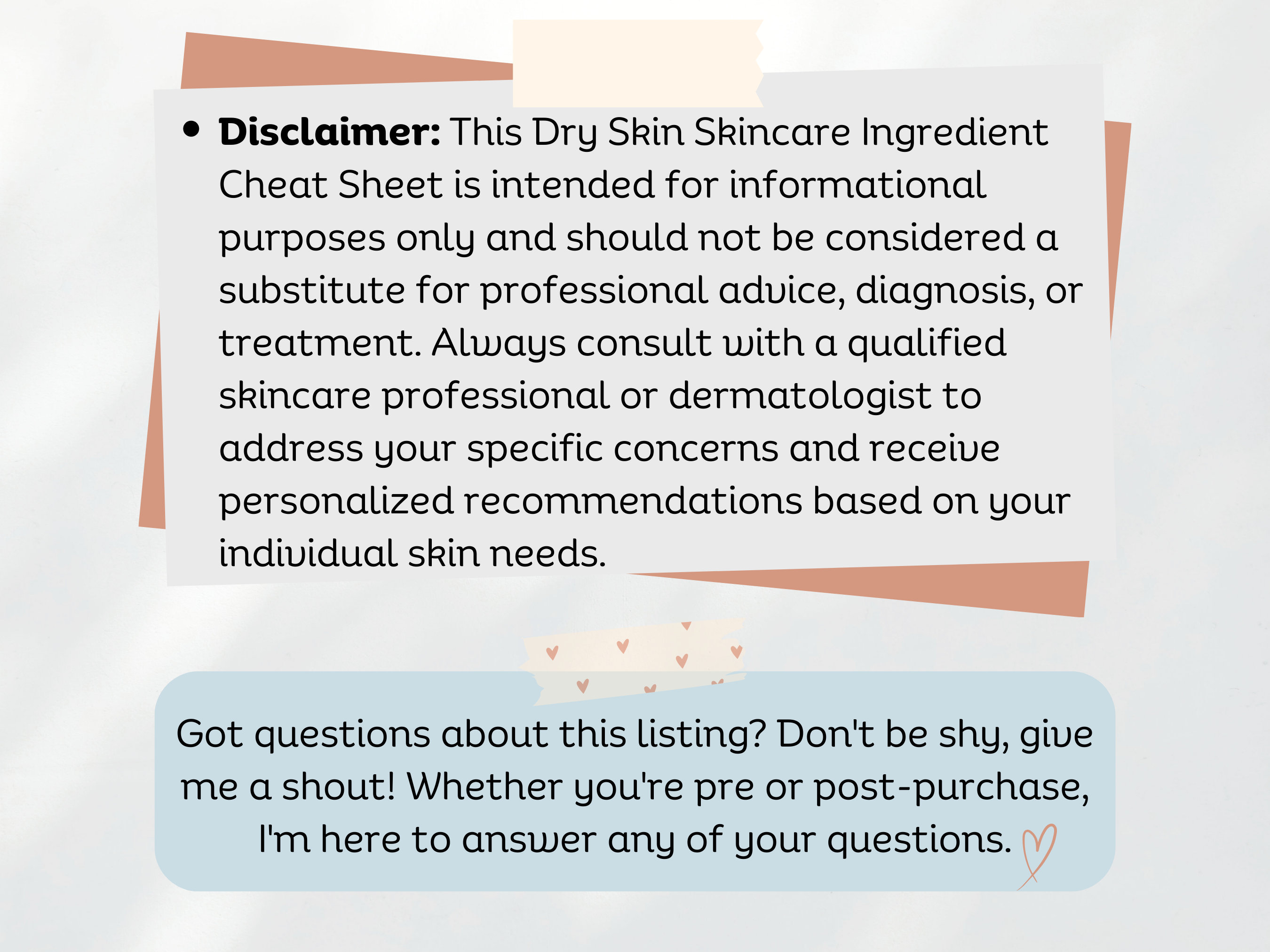 Skincare Ingredient Cheat Sheet for Dry Skin, Printable and Digital PDF ...