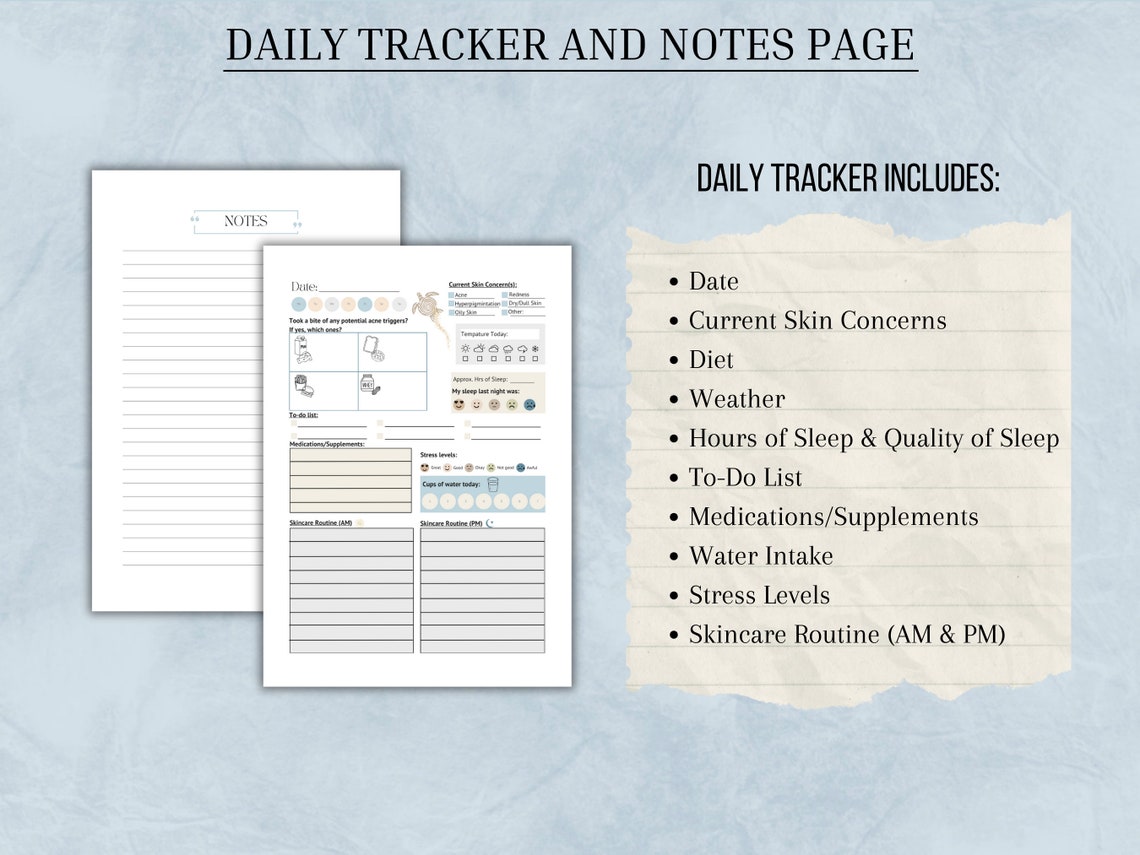 Printable Skincare Tracker, Skincare Routine, Acne Guide, Digital ...
