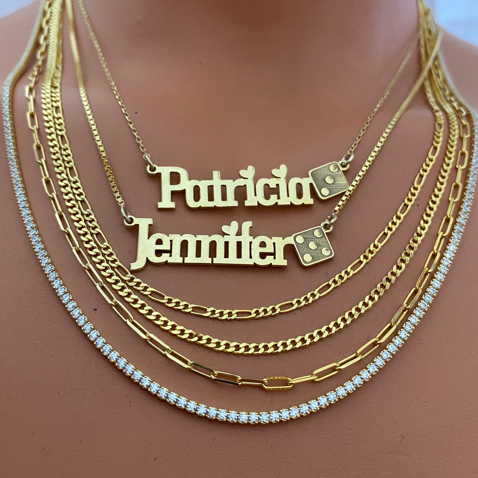 Dice Name Necklace - Etsy