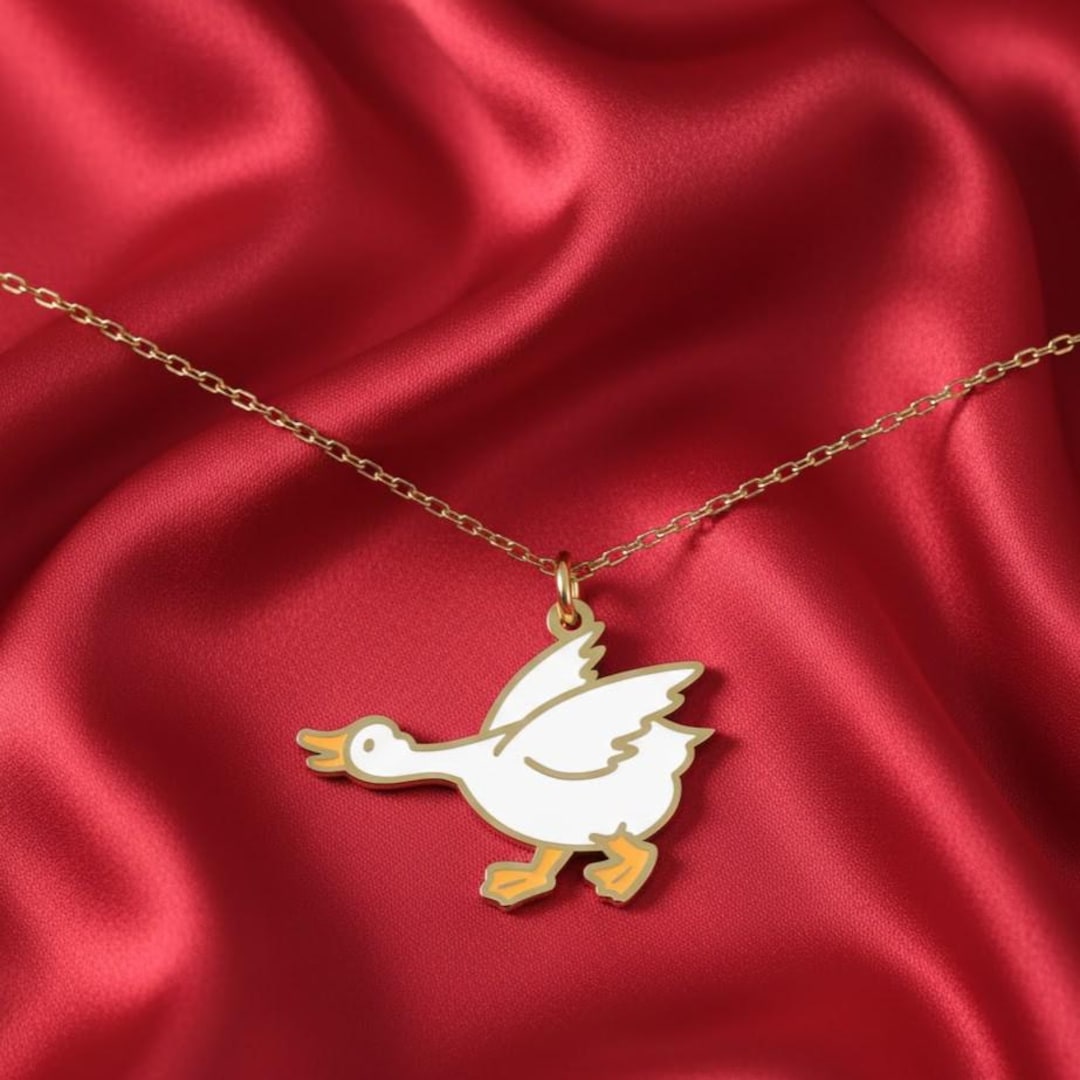 Dainty Goose Pendant Necklace, Silver Animal Charm - Etsy