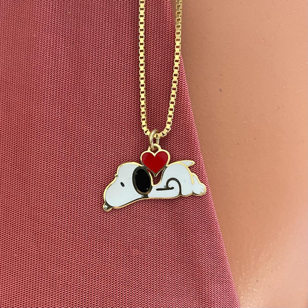 Enamel Snoopy Pendant, Snoopy Silver Charm - Etsy