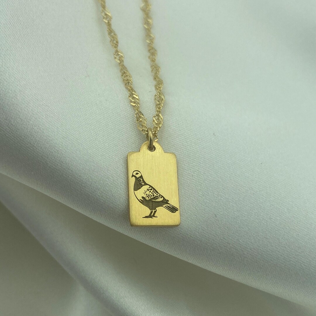Dainty Pigeon Silver Necklace, Minimal Pigeon Silver Necklace, Cute ...