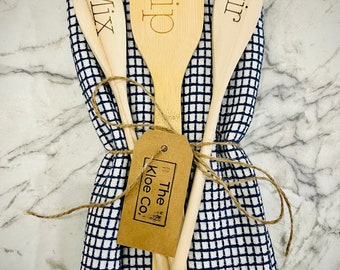 Customized 7 Piece Wooden Cooking Utensil Set / Laser Engraved Cooking ...