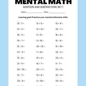 Basic Math Worksheets for Elementary 8pgs - Etsy