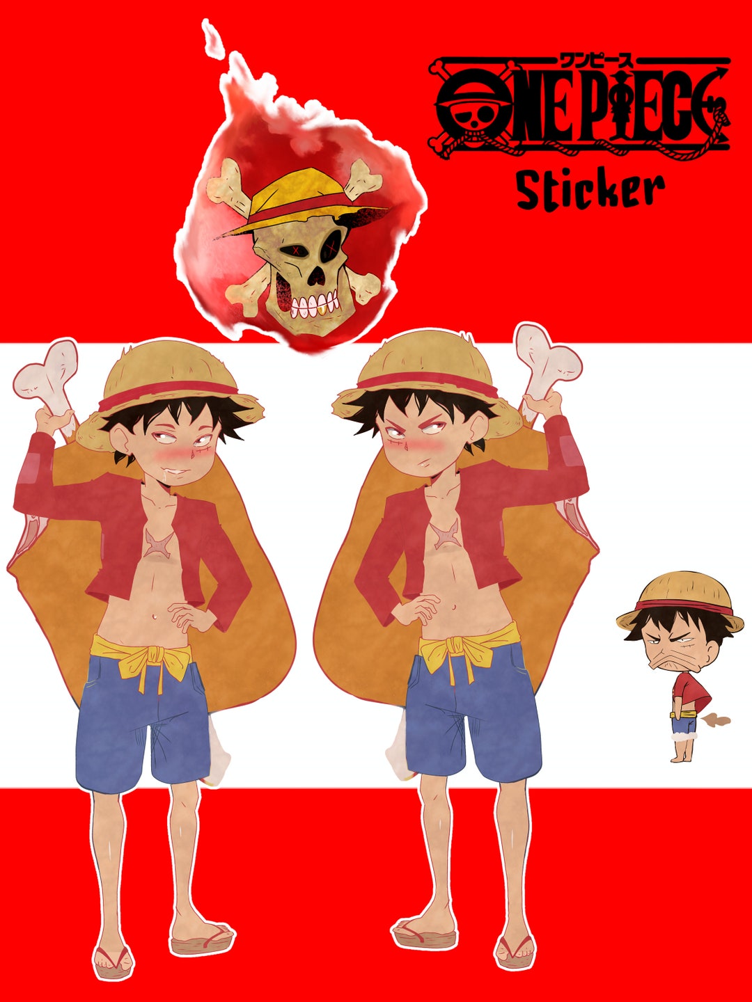 Mini Custom One Piece Stickers Sheet Funny Cute Cute Chibi - Etsy