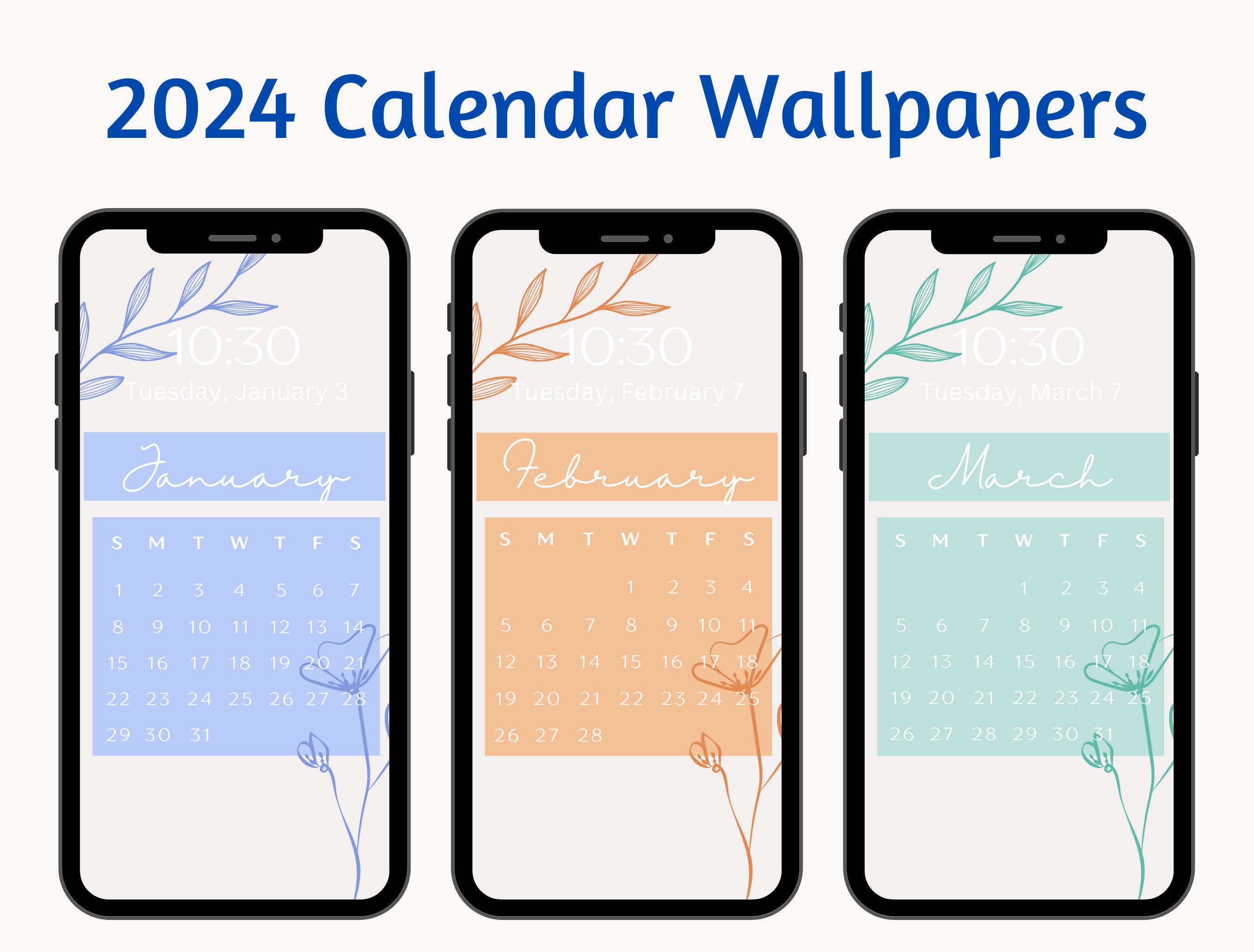 2024 12 Month Digital Calendar iPhone Calendar iPhone Background 2024 ...