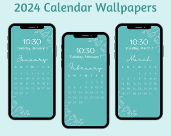 2024 12 Month Digital Calendar iPhone Calendar iPhone Background 2024 ...