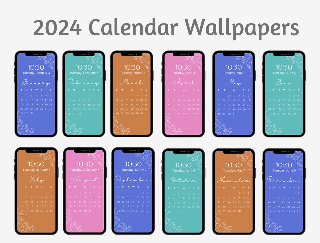 2024 12 Month Digital Calendar iPhone Calendar iPhone Background 2024 ...