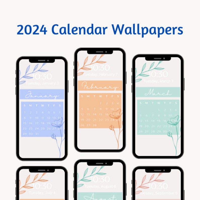 2024 12 Month Digital Calendar iPhone Calendar iPhone Background 2024 ...