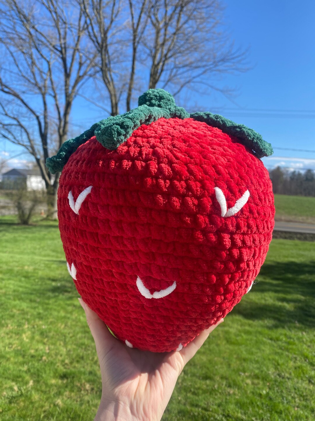 Crochet Strawberry Pillow (custom Color Choice) - Etsy