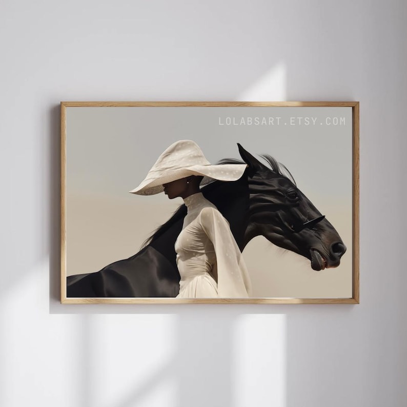 Lolabsart - “omotara” Original Black Woman Horse Wall Art Woman Art ...