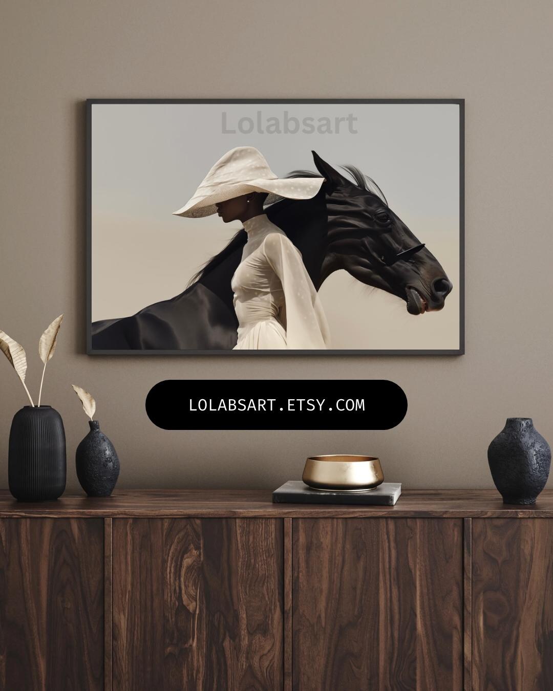 Lolabsart - “omotara” Original Black Woman Horse Wall Art Woman Art ...