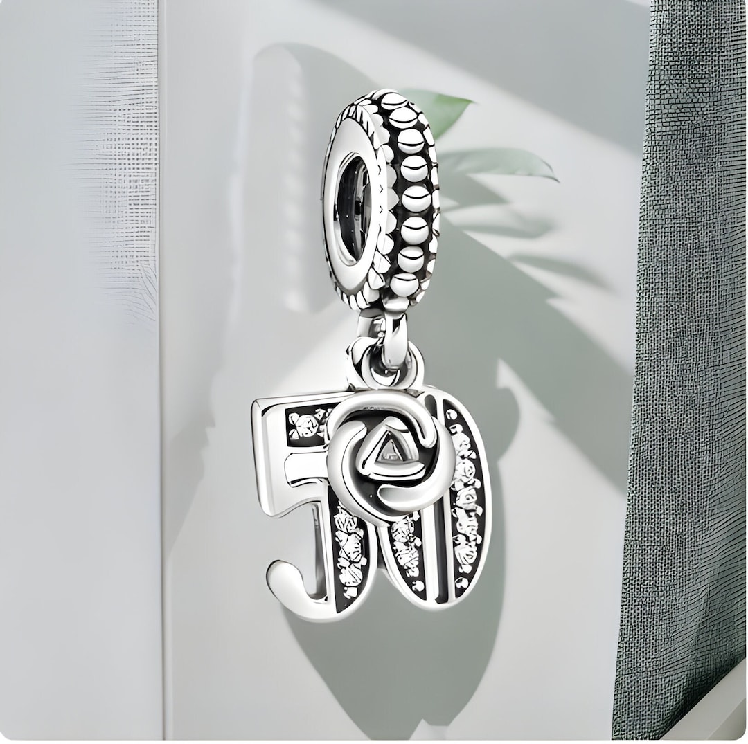 50th Celebration Charm, Celebration Dangle Charm, 50th Anniversary Charm, 50th Birthday Charm ...