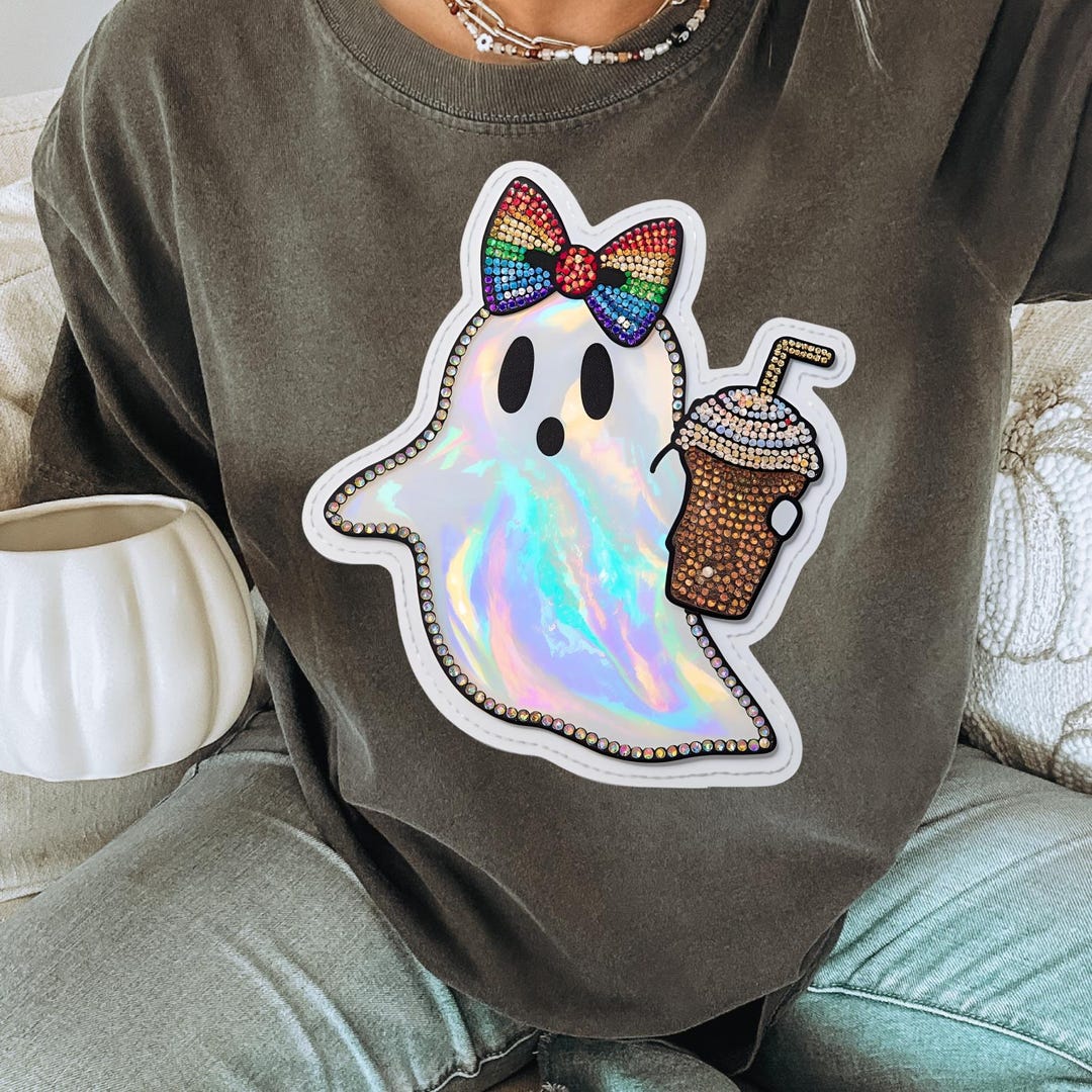 Retro Disco Iridescent Ghost Sublimation PNG Cute Disco Ghost PNG Retro ...
