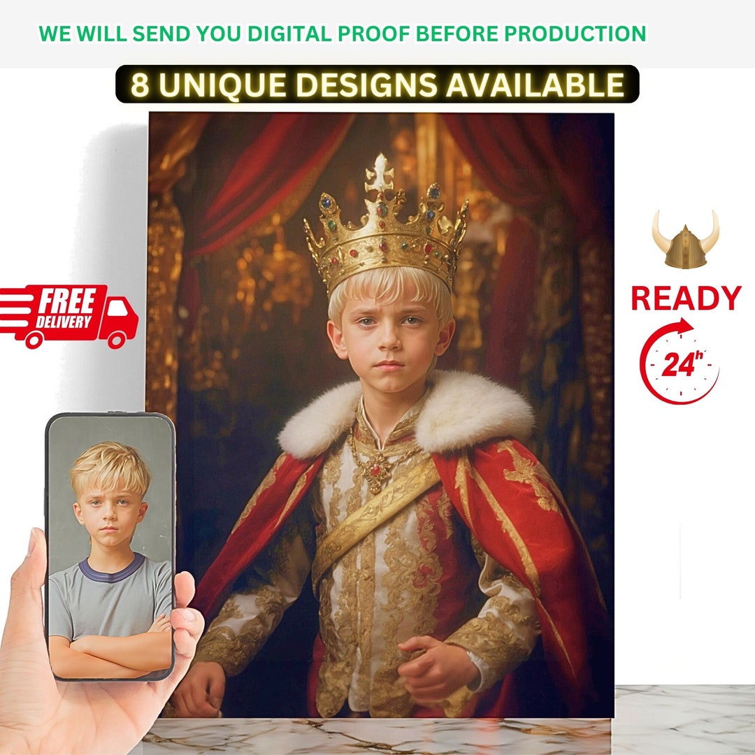 Custom Prince Portrait From Photo, Personalized Royal Portrait , Human ...