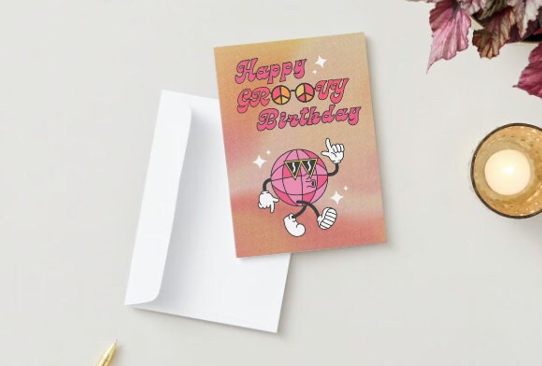 GROOVY Birthday Card PRINTABLE at Home - Etsy