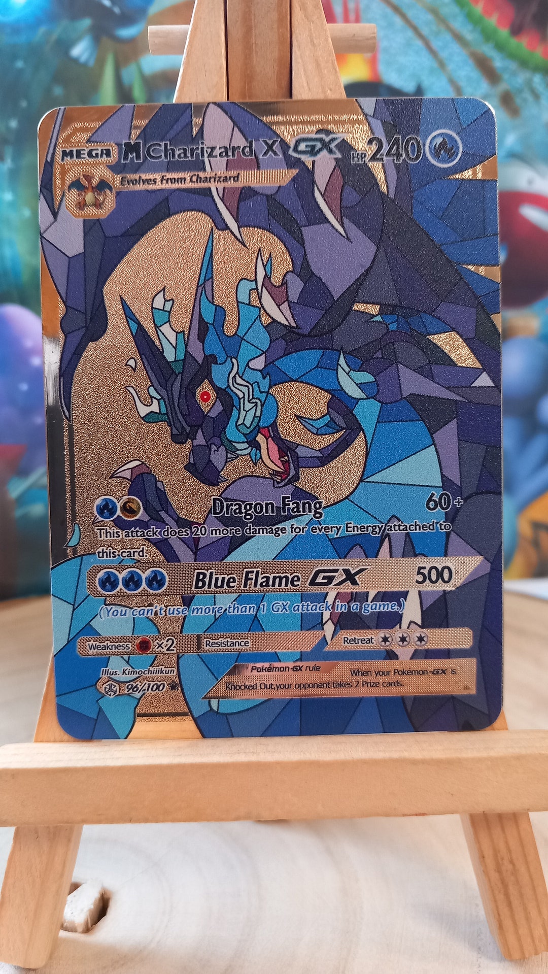 Pokemon Card Charizard GX Gold Metal Mosaic ANG Version - Etsy